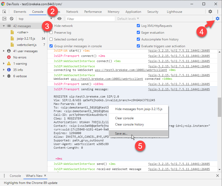 How To Get Browser Console Logs Brekeke PBX Wiki